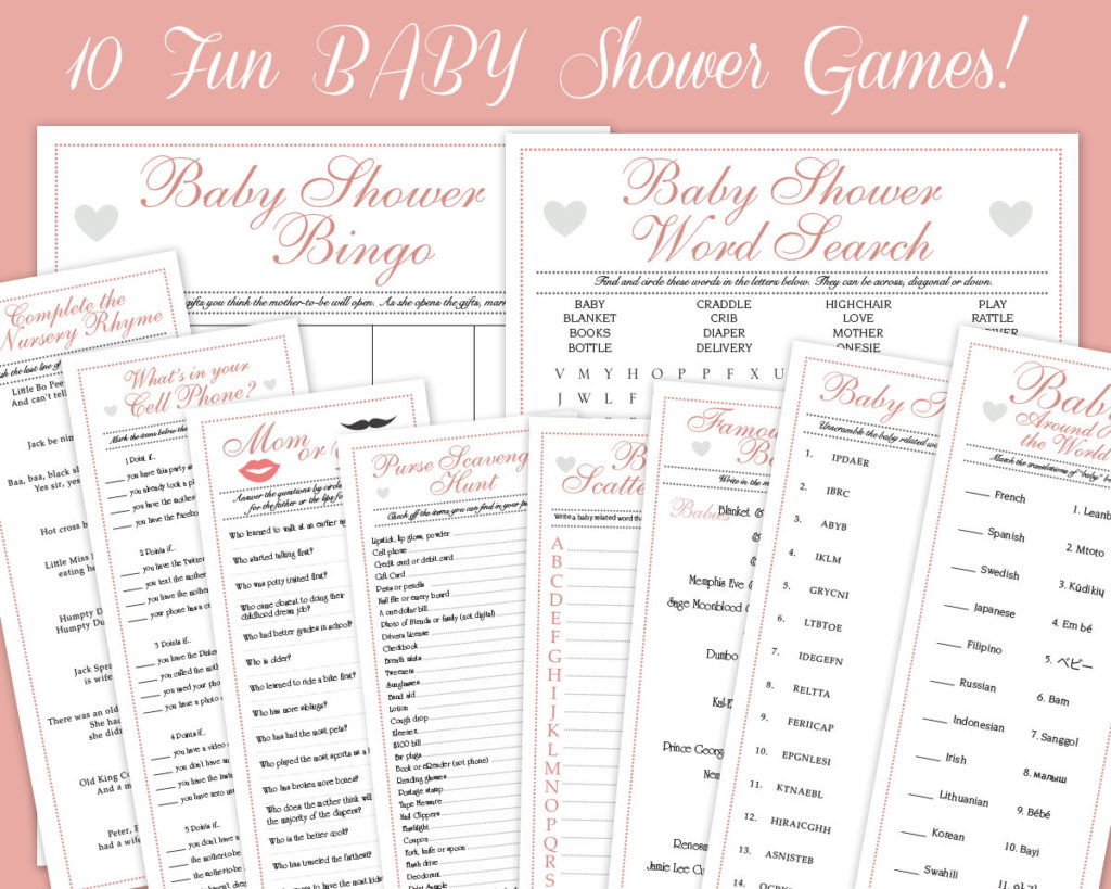 10 Pink Baby Shower Game Downloadable Collection – Paint and Pixel Studios